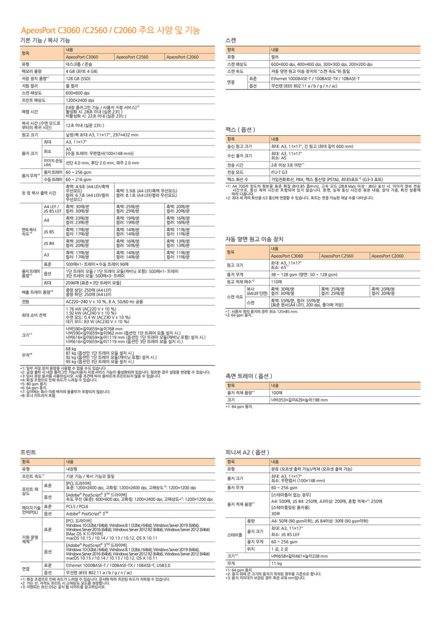 오에이유 | 후지제록스 컬러 복합기 ApeosPort C2060